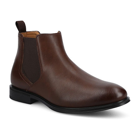 Vance Co. Mens Josiah Pull On Comfort Chelsea Boots - Mahogany