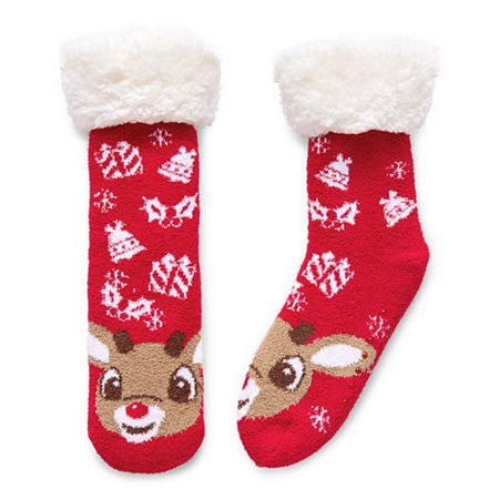 Click here for Womens 1 Pair Rudolph Slipper Socks  9-11  Red prices