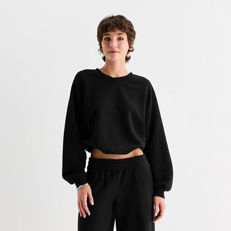 Click here for Arizona Bubble Hem Womens Juniors V Neck Long Slee... prices