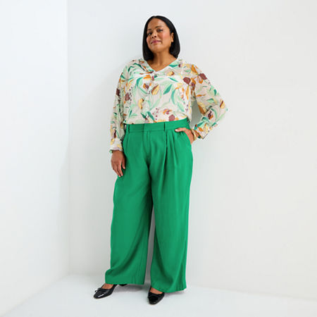 Click here for Liz Claiborne Womens Wide Leg Mid Rise Plus Pull-O... prices