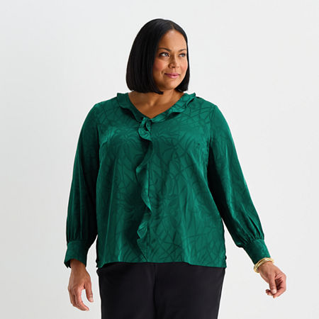Click here for Liz Claiborne Womens V Neck Long Sleeve Plus Blous... prices