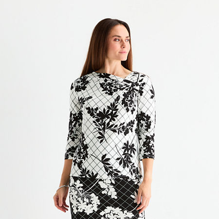 Click here for Liz Claiborne Womens Asymmetrical Neck 3/4 Sleeve... prices