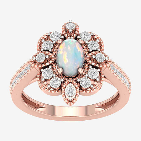 Click here for Womens 1/8 CT. T.W. Genuine White Opal 10K Rose Go... prices