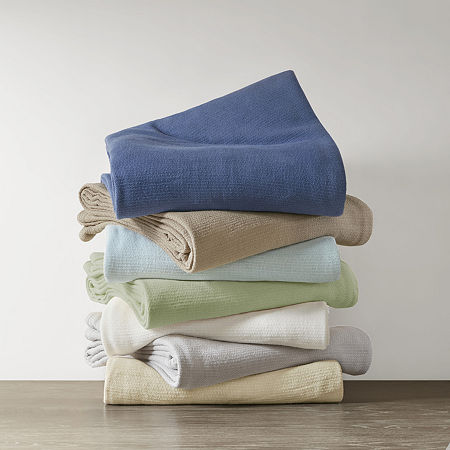 Madison Park Freshspun Basketweave Cotton Blanket  Full/Queen - Cream