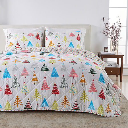 Click here for Linery Cheerful Holiday Quilt Set  One Size  White prices