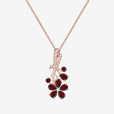 Click here for Womens Genuine Red Garnet 14K Rose Gold Over Silve... prices