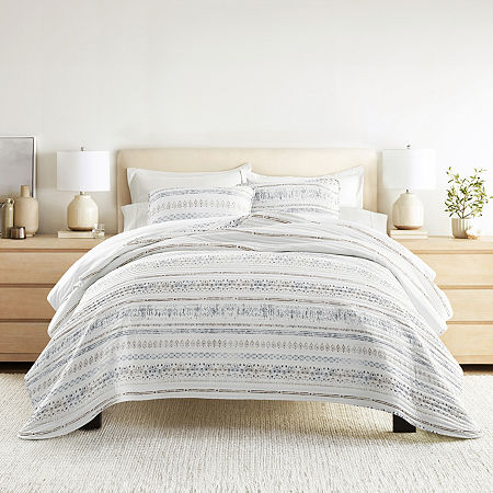 ienjoy Home Relic Stripe Reversible 2-Pc. Quilt Set  Twin/Twin Xl - Taupe