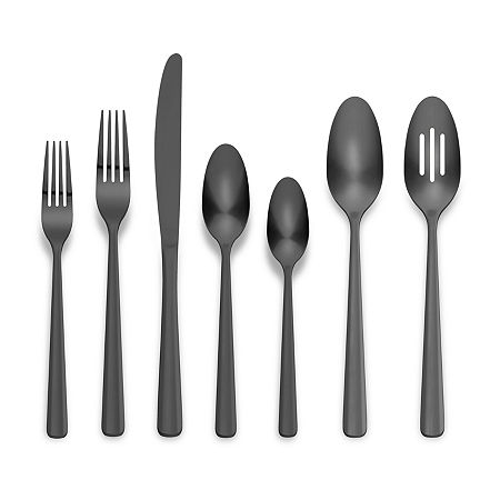 Ornative Alicja 42 Piece Flatware Set with Wire Caddy  Service for 8 - Black