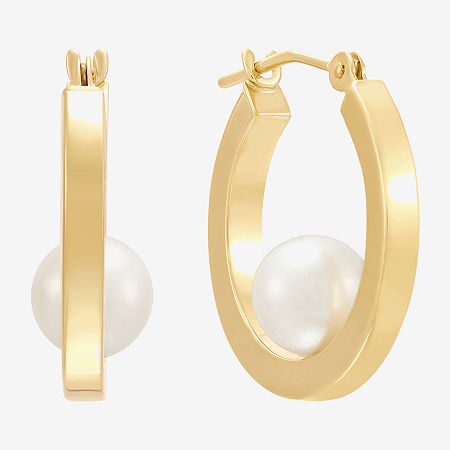 Click here for Womens Dyed White 10K Gold 17mm Hoop Earrings  One... prices
