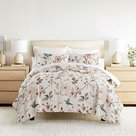 ienjoy Home Russet Floral Reversible 2-Pc. Quilt Set  Twin/Twin Xl - Natural