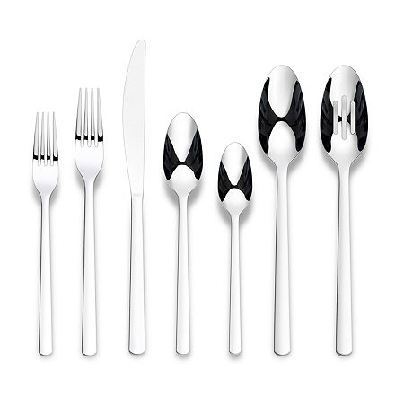 Ornative Anakin 42 Piece Flatware Set with Wire Caddy  Service for 8 - Silver