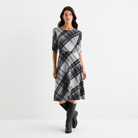Click here for R & K Originals Womens 3/4 Sleeve Plaid Fit + Flar... prices