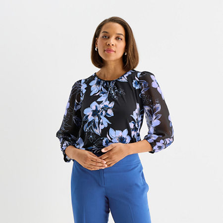 Click here for Black Label by Evan-Picone Womens Crew Neck Long S... prices