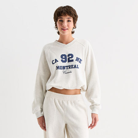 Click here for Arizona Bubble Hem Womens Juniors V Neck Long Slee... prices