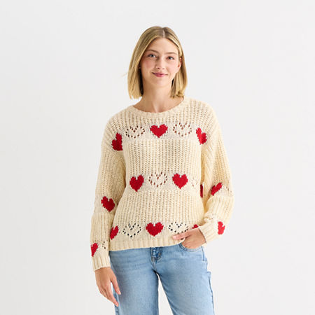 Click here for Arizona Juniors Womens Crew Neck Long Sleeve Heart... prices