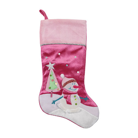 Click here for 20.5 Pink Embroidered Ice Skating Snowman and Chri... prices