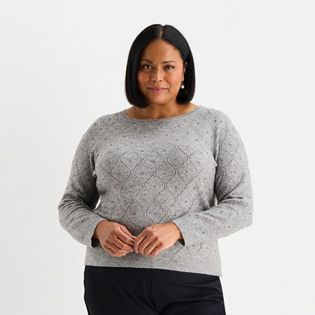 Click here for Liz Claiborne Plus Womens Boat Neck Long Sleeve Pu... prices