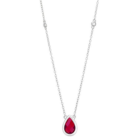 Click here for Womens Red Lab Created Ruby Sterling Silver Pendan... prices