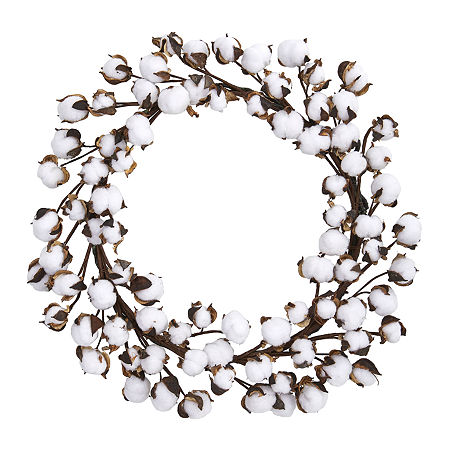 Click here for Nearly Natural Cotton Ball Wreath  One Size  White prices