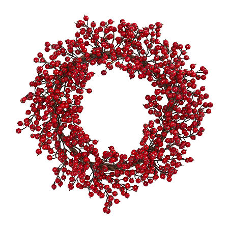 Click here for Nearly Natural 22in. Berry Wreath  One Size  Red prices