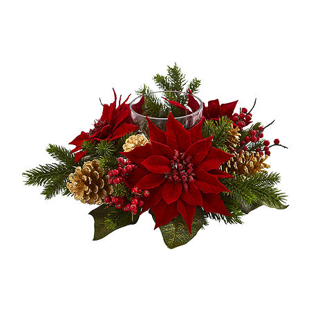 Click here for Nearly Natural Poinsettia; Berry And Golden Pineco... prices