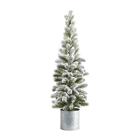 Click here for Nearly Natural 3 Foot Flocked Pine In Tin Planter... prices