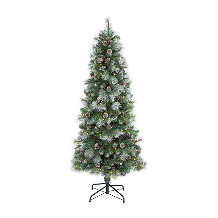 Click here for Nearly Natural 6 Foot Frosted Pine With Pine Cones... prices