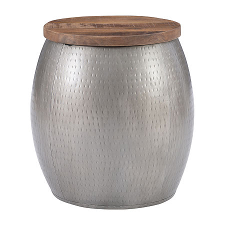 Click here for Kirkglen Wood and Glass Drum Side Table  One Size... prices