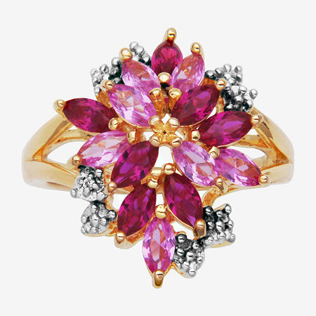 Click here for 14K Gold over Silver Lab-Created Ruby and Pink & W... prices