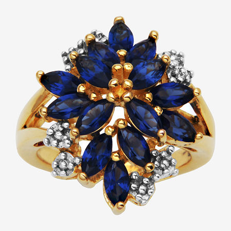 Click here for Blue and White Lab-Created Sapphire 14K Yellow Gol... prices