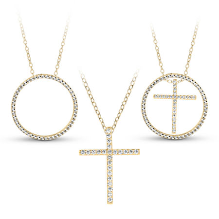 Click here for 18K Gold over Silver 3-in-1 Cubic Zirconia Circle... prices