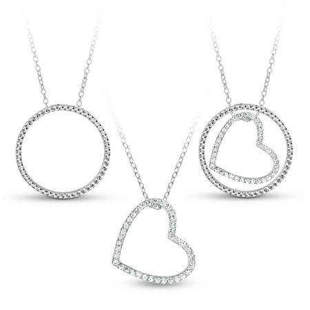 Click here for Sterling Silver 3-in-1 Cubic Zirconia Circle Heart... prices
