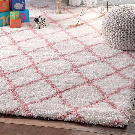 Click here for nuLoom Neda Trellis Kids Shag Rug  One Size  Pink prices