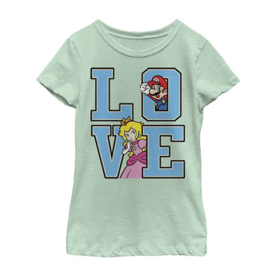 Little & Big Kid Girls Crew Neck Short Sleeve Regular Fit Super Mario ...
