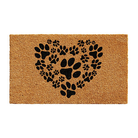 Home More Heart Paws Natural Coir Vinyl Doormats