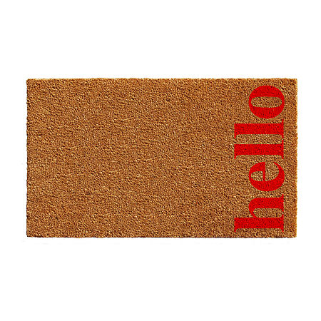 Home & More Vertical Hello Coir/Vinyl Doormat  24 x 36 - Natural/red