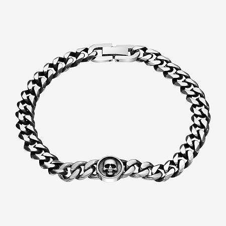 Click here for Mens Stainless Steel 8 1/2 Inch Solid Curb Skull C... prices