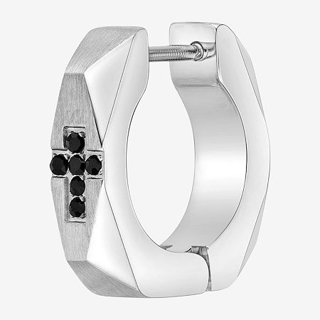 Click here for Mens Black Cubic Zirconia Stainless Steel 14mm Hoo... prices