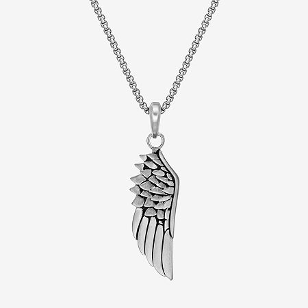 Click here for Mens Stainless Steel Wing 24 Inch Pendant Necklace... prices