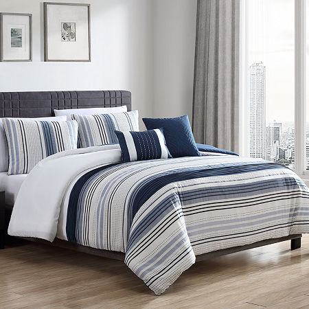 Riverbrook Home Albion 5 Piece Comforter Set  King - Blue  White