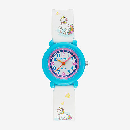 Armitron Kids Quartz Cream Big White Unicorn Watch  31mm - White  Light Blue