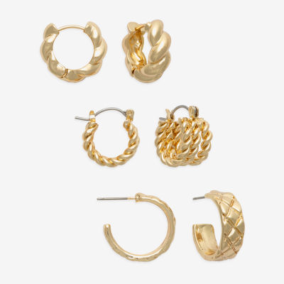 Mixit Womens 3 Pair Earring Set, Color: Gold - JCPenney