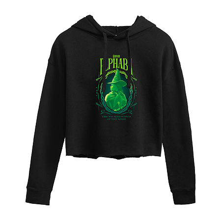 Hybrid Apparel Trendy Juniors Wicked Elphaba Graphic Cropped Hoodie - Black