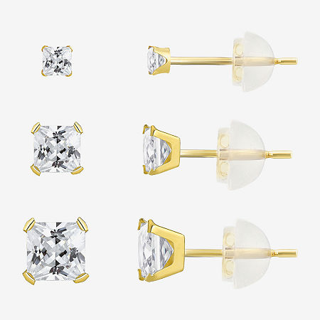 Click here for Womens Cubic Zirconia 10K Gold Round 3 Pair Earrin... prices