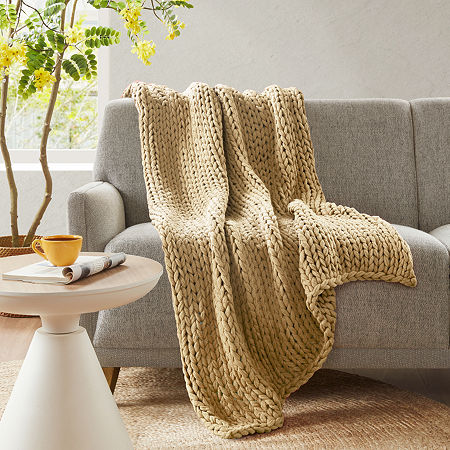 Madison Park Chunky-Knit Chenille Throw  50 x 60 - Brown