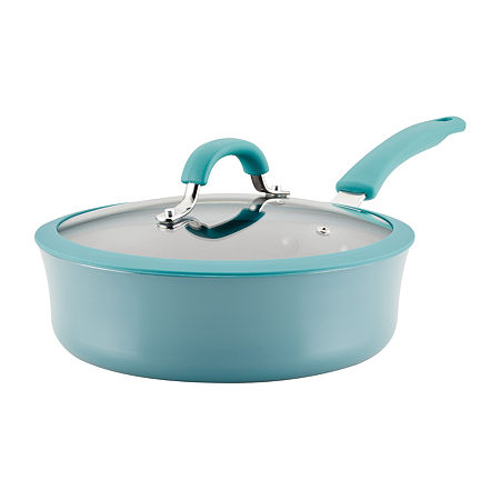 Rachael Ray Cook + Create Aluminum Nonstick Saute Pan with Lid  3 Quart - Agave Blue