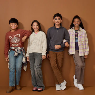 Thereabouts Little & Big Kid Girls Cargo Wide Leg Jean, Color: Moondust ...