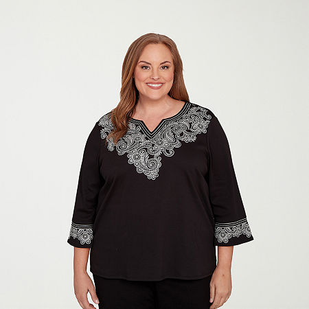 Click here for Alfred Dunner Barcelona Womens Plus Split Crew Nec... prices