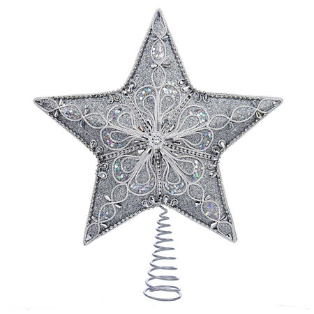 Click here for Kurt Adler 13.5 Silver Star Treetopper  One Size... prices