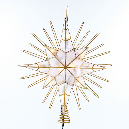Click here for Kurt Adler 10-Light 14 Gold Glitter Capiz Bethlehe... prices
